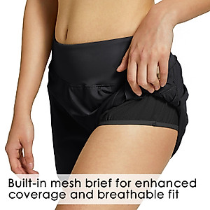 Willit Womens 4" Running Hiking Shorts Athletic Active Shorts with Liner Quick Dry Sports Shorts Zipper Pocket Black L