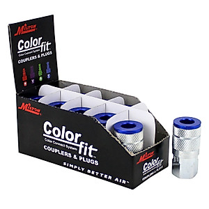 Milton 785TC ColorFit Couplers, T-style Blue, 1/4" NPT Female, Box of 10