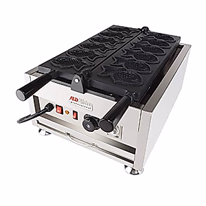 ALDKitchen Fish Shaped Taiyaki Maker | Stainless Steel Professional Taiyaki Iron with Nonstick Baking Molds | Six Fish Shaped Waffles | 110V | 3kW