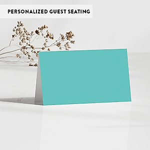 Andaz Press Table Tent Printable Place Cards, Diamond Blue 20-Pack, Seat Placement Cards Blank Place Cards For Table Settings Name Cards for Baby Bridal Wedding Shower, School Graduation Food Cards