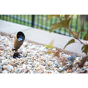 Super Bright LEDs Solid Brass Landscape Spotlight, LED-Ready, Low Voltage 12V AC/DC Up Lighting, Waterproof Garden Fixture, Adjustable Glare Guard, Ground Spike (Warm White MR16 Bulb Included)