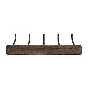 Spectrum Diversified Richmond Wall Mount 5 Hook Wood Rack for Storage and Organization of Entryway Bedroom and More, Coffee/Industrial Gray