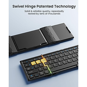 Artciety Foldable Bluetooth Keyboard, Folding Portable Wireless Keyboard with Numeric Keypad, Pocket Travel Keyyboard for MacOS Android Windows iOS, Sync Up to 3 Devices (BT5.1 x 3)