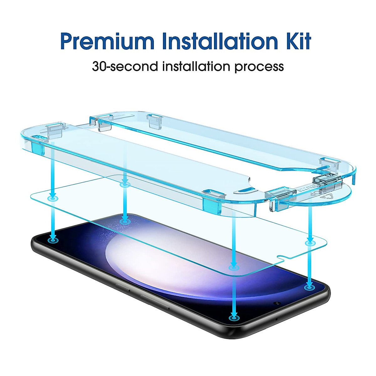 amFilm Auto-Alignment OneTouch for Samsung Galaxy S23 6.1" Screen Protector + Camera Lens Protector, Tempered Glass, 30 Seconds Installation, Bubble Free, Case Friendly, Anti-Scratch [2+2 Pack]