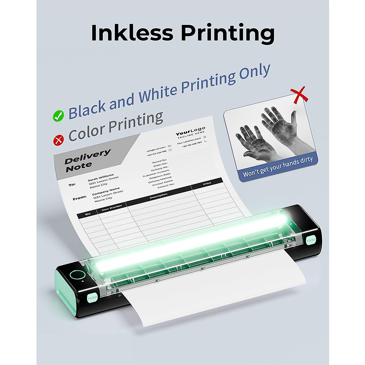 Phomemo Portable Printer Wireless for Travel, [New] M08F-Letter Bluetooth Mobile Printer Support 8.5" X 11" US Letter, No-Ink Thermal Compact Printer, Compatible with Android and iOS Phone & Laptop