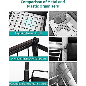 Under Sink Organizers,2-Tier Under Sink Organizers and Storage,Drill-Free Rustproof Stainless Steel Pull Out Shelf with Non-Slip Feet for Kitchen Bathroom, Black