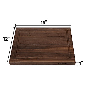 CONSDAN Black Walnut Butcher Block Cutting Board with Invisible Inner Handles, USA Grown Hardwood, 1" Thick, 20" L x 15" W
