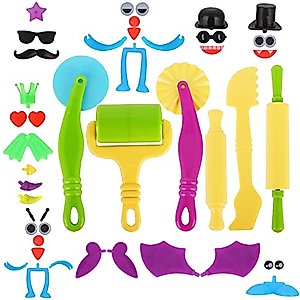 Inxens Play Dough Kit Non-Toxic Play Dough Sets with ABS Plastic Rolling Pins Cutters Accessories Bulk for Boys and Girls Kids Ages 4-8