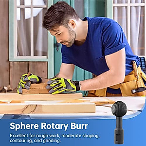 Varku Sphere Rotary Burr, Carbon Steel Ball Grinding Head Power Carving Tools, Wood Polishing Carving Engraving Drilling Bits. 5/8-11 Threads for 4 1/2 and 5 Inch Angle Grinder