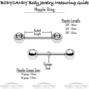 Body Candy 14G Womens Nipplerings Piercing 316L Steel 2Pc Glow in the Dark Purple Coffins Nipple Ring Set 9/16"