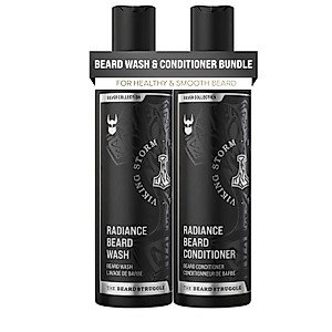 The Beard Struggle - Radiance Beard Wash & Conditioner Bundle - Silver Collection - Pack of 2, Viking Storm - Nourish, Cleanse, Softens, & Strengthens Beard - Beard Wash and Conditioner for Men
