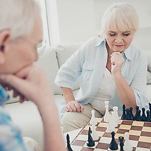 Chess Pieces Plastic Pawn Chess Pieces 95 mm/ 3.7 Inch King's Height Tournament Chess Set with Storage Bag for Chess Board Game, Set of 32 Chess, White and Black (Pieces Only)