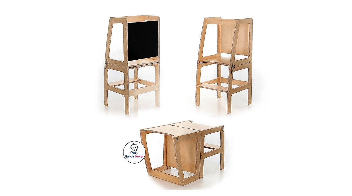 Montessori Helper Tower with Blackboard for Toddlers