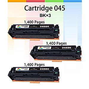 (Pack of 3) Compatible 045 045H Toner Cartridge Canon045 CRG-045 CRG-045H (3xBlack, 1,400 Page Yield) for use in Laser Printer Color imageCLASS MF632CDW MF634CDW imageCLASS LBP612CW, Sold by GTS