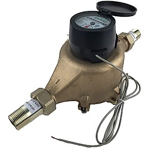 DAE PD-100 1" Non Lead NSF61, IP68 Positive Displacement Water Meter, 1" NPT Couplings, Pulse Output, Gallon