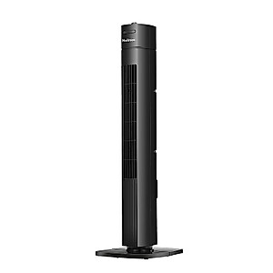 HOLMES 31" Manual Tower Fan, 70° Oscillation, 3 Speeds, 2-Hour Auto Shut-Off Timer, Adjustable Vents, Compact and Slim Profile, Carry Handle, Ideal for Cooling your Home, Bedroom or Office, Black