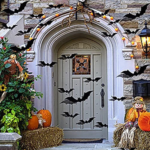 Halloween 3D Bats Decoration Plastic Bat Wall Stickers for Home Window Decor Party Supplies (60PCS)