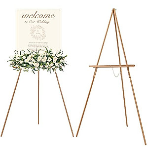 MEEDEN Beech Wood Display Wedding Easel Stand, Max Height 64'' Holds Up to 40"/11lb, Wooden Display Tripod for Wedding Sign, Poster, A-Frame Artist Floor Easel for Painting, Canvas, Show, Presenting