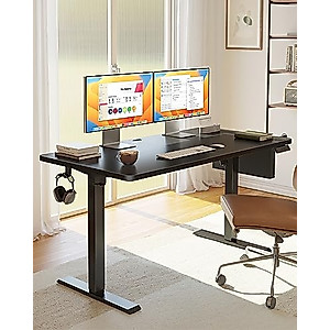 ErGear Standing Desk with Storage Pocket, 48 x 24 inch Height-Adjustable Standing Desk, Electric Standing Desk Workstation with Height Memory Presets for Home & Office, Black