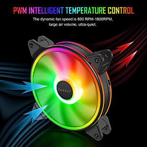 Zezzio 3PCS 120mm Addressable RGB PWM Case Cooling Fan for PC Cases with Controller(3pcs 12cm)
