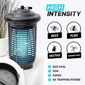 Electric Black Outdoor Mosquito Zapper 25W Total Power - Waterproof Zapper - Indoor Mosquito Repellent Fly Traps - Outdoor Bug Killer Fly Zapper Indoor