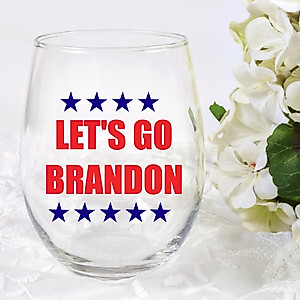 Laguna Design Co. Let's Go Brandon Wine Glass, 21 Oz, Republican Gift, Conservative Wine Glass, MAGA,Black and Red