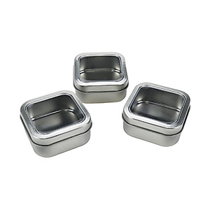 Coshar 10pcs Square Metal Storage Organizer Mini Tin Box with Clear Window Lids for Candy, Candles, Lip Balms and Solid Perfumes (Silver)