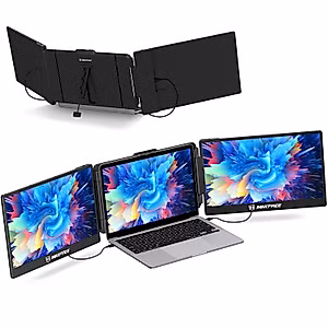 Maxfree S2 Laptop Screen Extender, 14'' Laptop Monitor Extender Plug & Play, 1080P FHD Triple Portable Dual Monitor for 13-17'' Laptops, Compatible with Windows/Mac/Surface/Android/Switch
