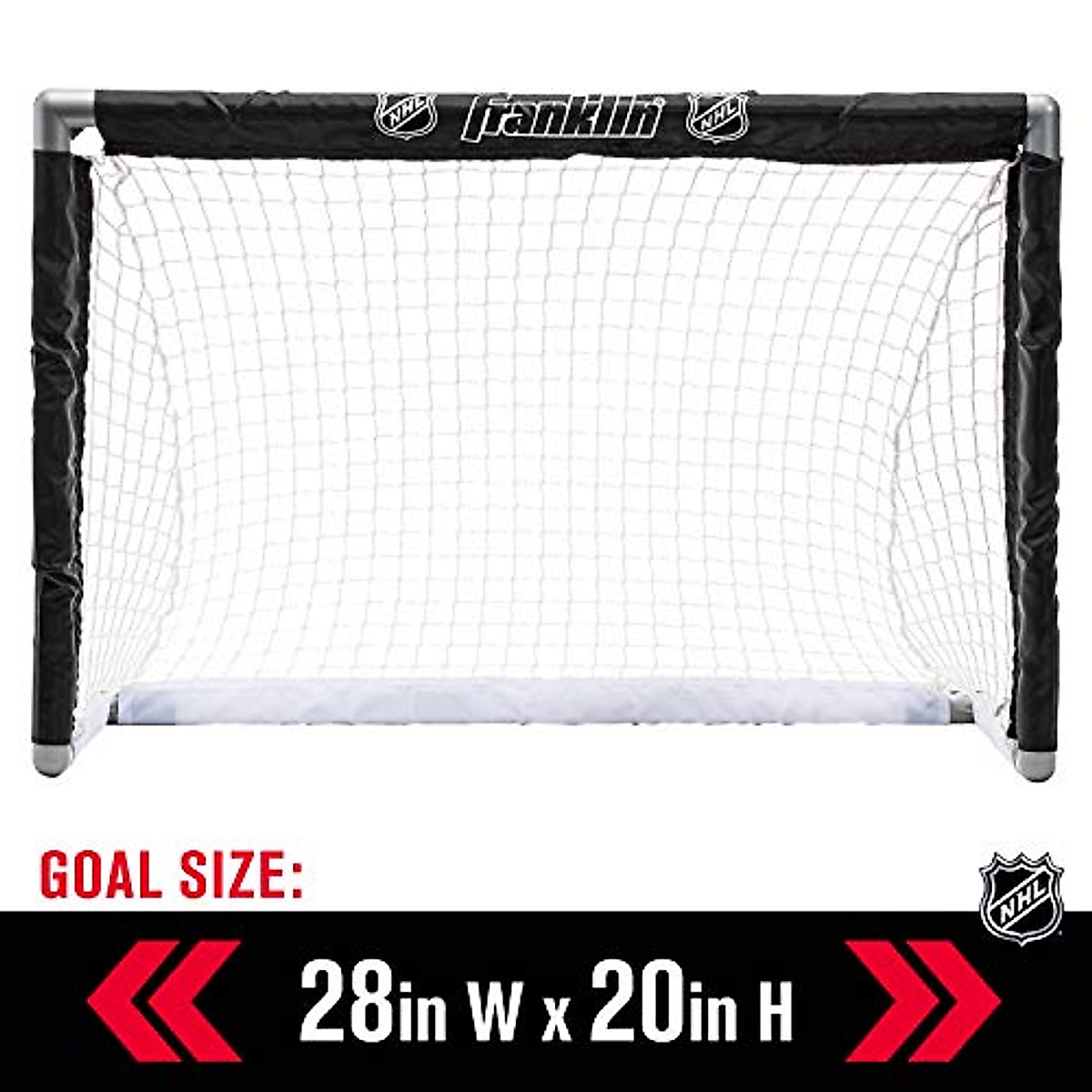 Franklin Sports NHL Youth Mini Hockey Goal + Stick Set - Kids Knee Hockey Goal, Sticks + Foam Mini Balls - (1) Goal, (2) Mini Sticks + (2) Balls Included