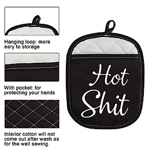 Funny Oven Pads Pot Holder with Pocket for Baker Hot Shit Humor Gift Gag Baking Gift (Hot Shit)