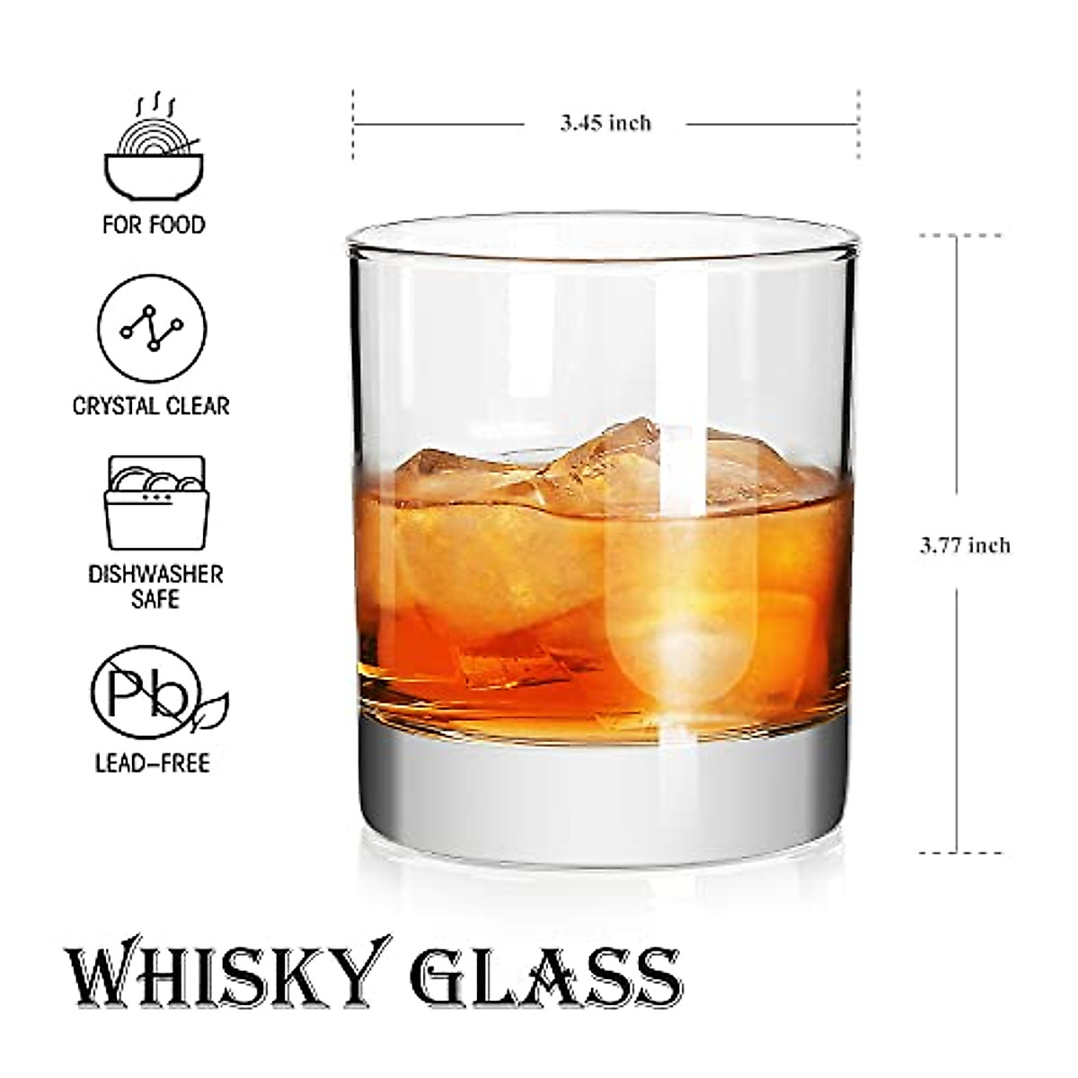 Rock Style Old Fashioned Whiskey Glasses 11 Ounce, Short Glasses For Camping/Party,Set Of 6