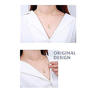 Cute Bunny Rabbit On The Moon Pendant Necklace for Women Teen Girls S925 Sterling Silver Hypoallergenic Dainty Tiny Crescent Choker 18" Chain Collar Delicate Animal Jewelry Gifts Box for Daughter