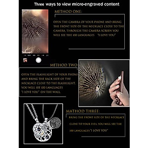 Couple Necklace Matching Sun and Moon Necklaces for Him and Her I Love You Necklace 100 Languages for Couples and Best Friends