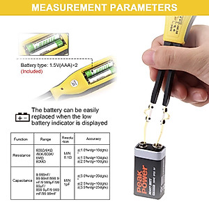Digital SMD Tester - Auto Ranging 6000 Count, Handheld Mini DMM Resistance Ohmmeter, Capacitance Diode Continuity Battery Test, Portable Tweezers SMD Reader (ANNMETER AN-990C)