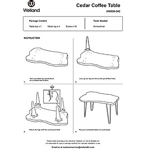 WELLAND Natural Edge Coffee Table, Small Square Cedar Wood Table, 28x20.5x20.5 inches, Unfinished