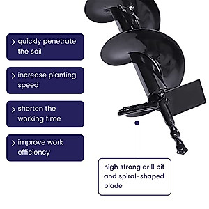 DYRABREST Auger Drill Bit 4 inch Garden Plant Flower Bulb Auger Spiral Hole Drill for Post Holes Replacement Earth Digger Planting Drill