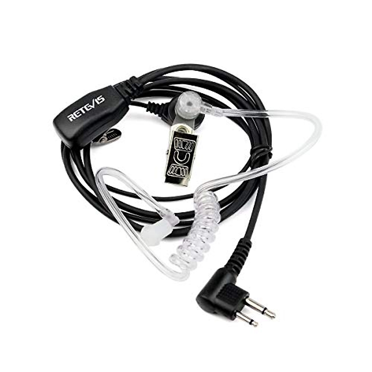 Retevis Two Way Radio Earpiece with Mic 2 Pin, Compatible with Motorola CP100D CP185 CP200 CP200D GP300 GP2000 Mag ONE BRP40 A8 HYT TC610 Two Way Radio, Acoustic Tube Walkie Talkie Earpiece(1 Pack)