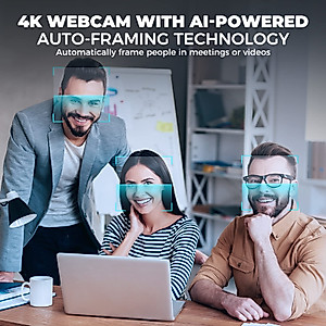 VITADE 4K Webcam with AI-Powered Framing,Remote Control Web Camera/10X Digital Zoom 4k 30fps Web cam with USB 3.0 HDR/Dual Noise Cancelling Microphones for PC Mac, Streaming, Video Call, Zoom, Skype