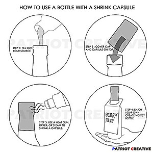 Woozy Bottles Empty 12.7 Oz Complete Sets of Premium Commercial Grade Clear Glass Dasher Woozy Bottle Shrink Capsule with Gold Tear Tab Leak Proof Screw Cap (Black 12 Sets) - 12 oz