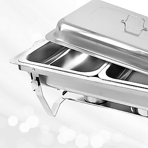 Jacgood Chafing Dish Buffet Set of 2, 8QT Rectangle Stainless Steel Food Warmer Kit with Lids Food Pans Bain Maries and Fuel Holders for Restaurant Catering Parties Weddings