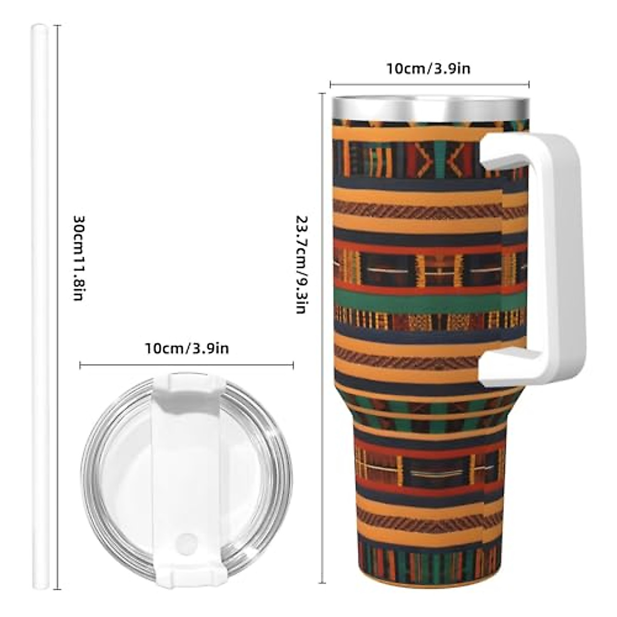 HULIBIN african weaving Print Double Deck Stainless Steel Travel Coffee Cup With Lid 40 Oz Ice Bully Cup