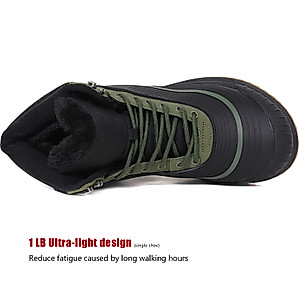 ulogu Snow Boots men Waterproof Insulated Green Duck Boots Fur Lined Warm Ankle Booties Lightweight Comfortable Winter Walking Shoes Zapatos Botas Invierno Para hombres