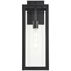 John Timberland Titan Modern Industrial Outdoor Wall Light Fixture Mystic Black Metal 20" Clear Glass Damp Rated for Exterior House Porch Patio Outside Deck Garage Yard Front Door Garden Home