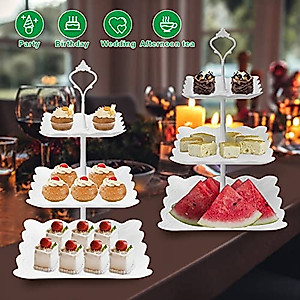 Coitak Plastic Cupcake Stands, 3 Tier Cupcake Stand, Dessert Tower Tray for Tea Party, Baby Shower and Wedding (2 Pack) (Square)