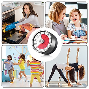 QUEEN KING Kitchen Timer Magnetic,Visual Timer for Kids,60-Minute Visual Countdown Timer with Loud Alarm,Magnetic Back & Stainless Steel Face,Kitchen Timer Manual for Study,Cooking,Baking