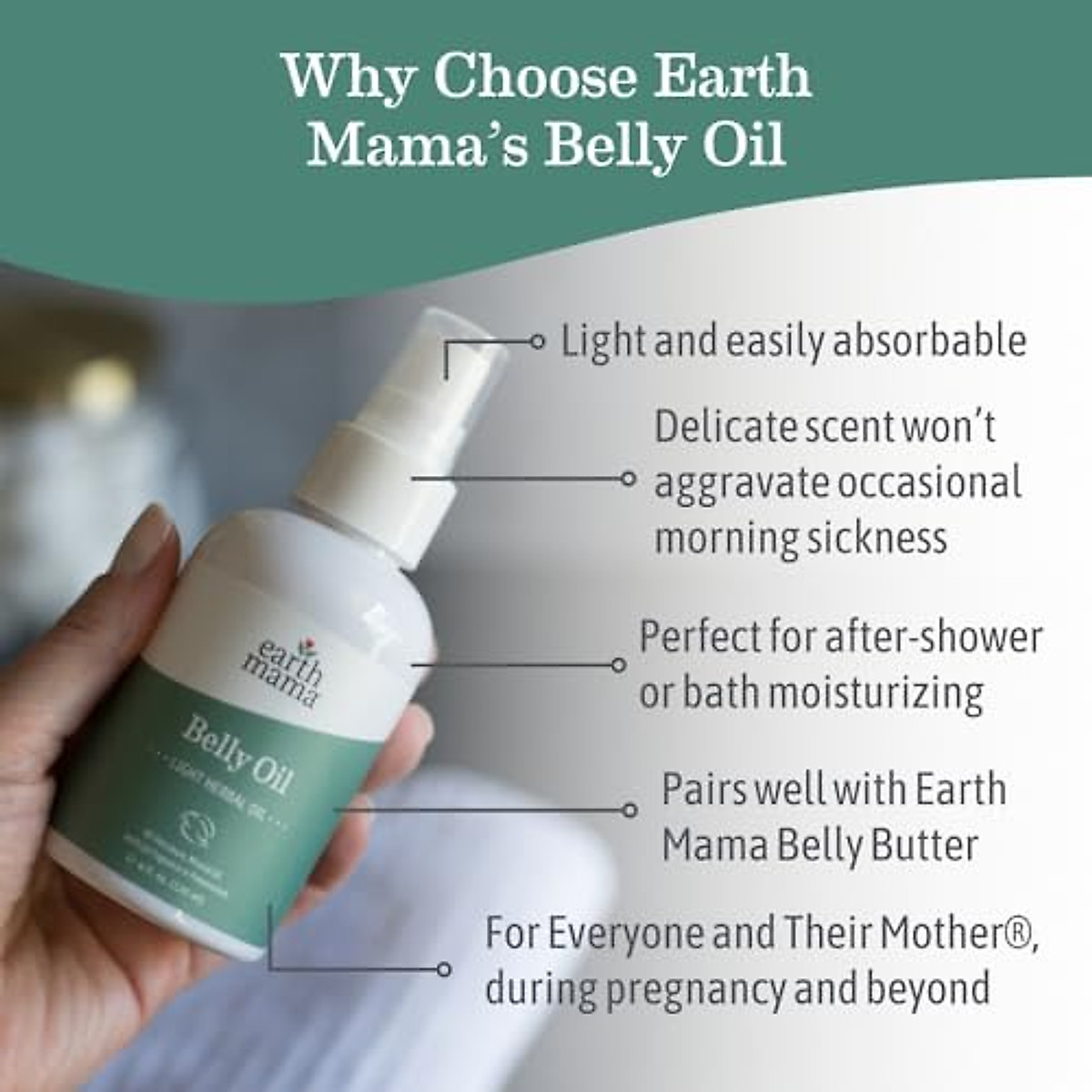 Earth Mama Belly Oil for Dry Skin | Calendula Skin Care Moisturizer Oil to Encourage Natural Elasticity and Help Prevent Stretch Marks During Pregnancy and Postpartum, 4-Fluid Ounce