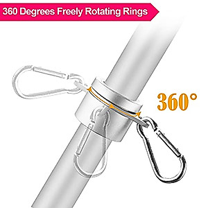 BONWIN 1" Flag Pole Rings, 2 Pcs Anti Wrap Flag Pole Clips Swivels, 360° Rotating Flagpole Flag Mounting Rings, Aluminum Alloy Spinning Flag Pole Kit Parts for 0.75-1.02" Diameter (1 Inch, Silver)