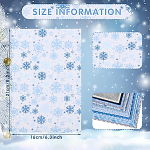 14 Pieces Christmas Winter Leather Sheets Glitter Faux Leather Fabric Snowflake Snowman Printed Leather Fabric for Bow Earring Making DIY Craft, 8.3 x 6.3 Inch (Multiple Style)