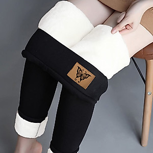 Fleece Lined Leggings Women Warm Thermal Legging Winter Pants Cold Weather Thick Velvet Tights Comfy Sherpa Snow Pants