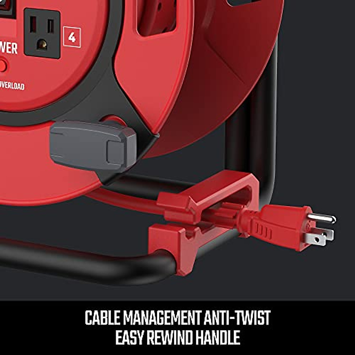 CRAFTSMAN Retractable Extension Cord Reel 1 Ft. With 4 Outlets, Cable Management & Heavy Duty 14AWG SJTW Cable